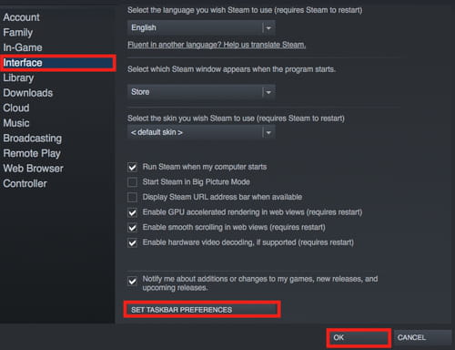 How to Configure the Taskbar Options in Steam - CCM