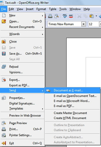 Open Office Send A Document As Email