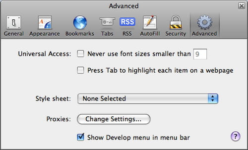 Safari - How to enable the Develop menu